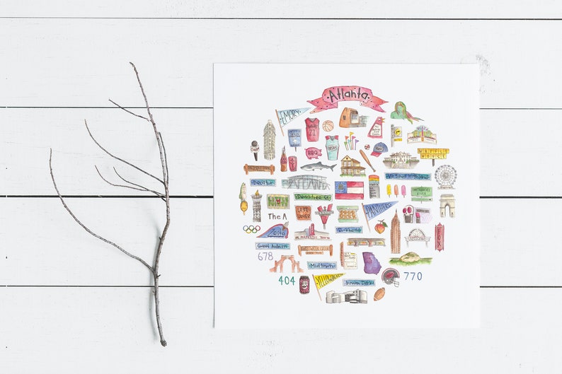 Atlanta GA Icon Watercolor Illustration - Etsy