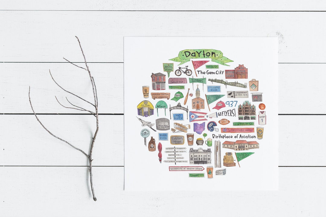 Dayton, OH Icon Watercolor Illustration - Etsy