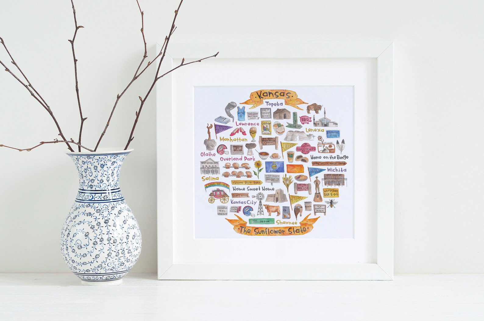 Kansas Icon Watercolor Illustration - Etsy