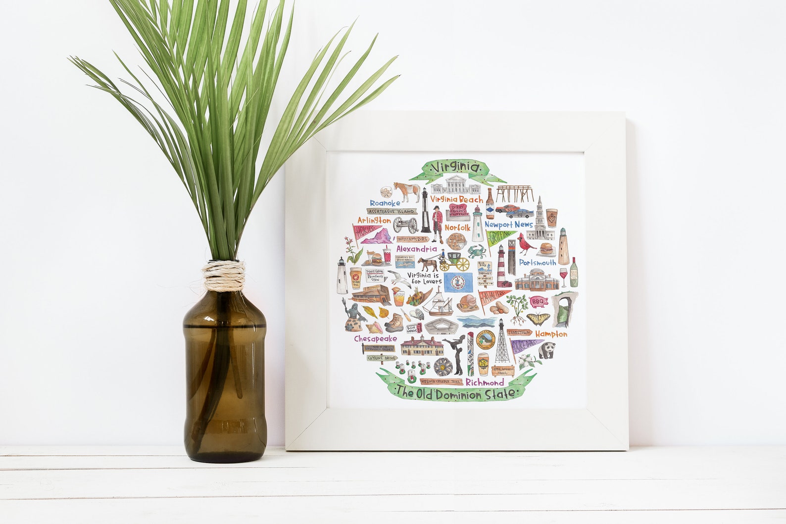 Virginia Icon Watercolor Illustration - Etsy