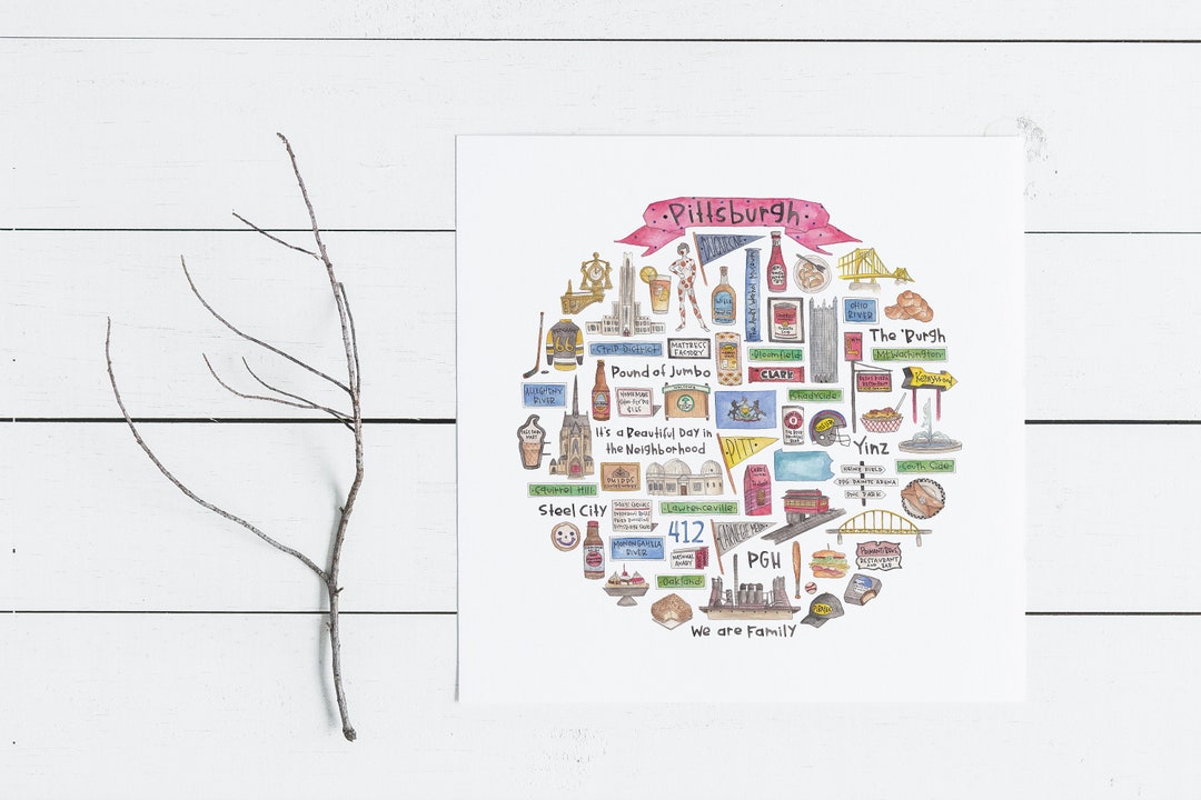 Pittsburgh, PA Icon Watercolor Illustration - Etsy