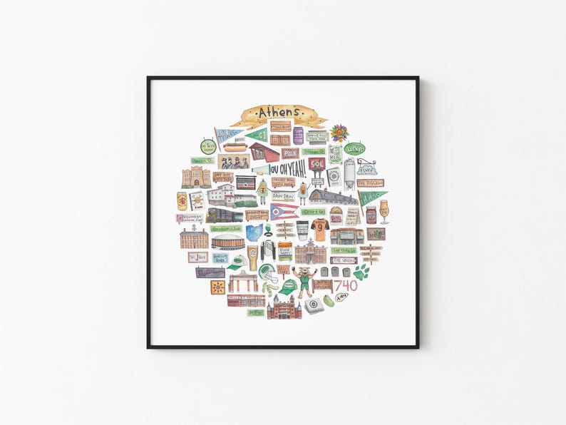 Athens, OH Icon Watercolor Illustration - Etsy