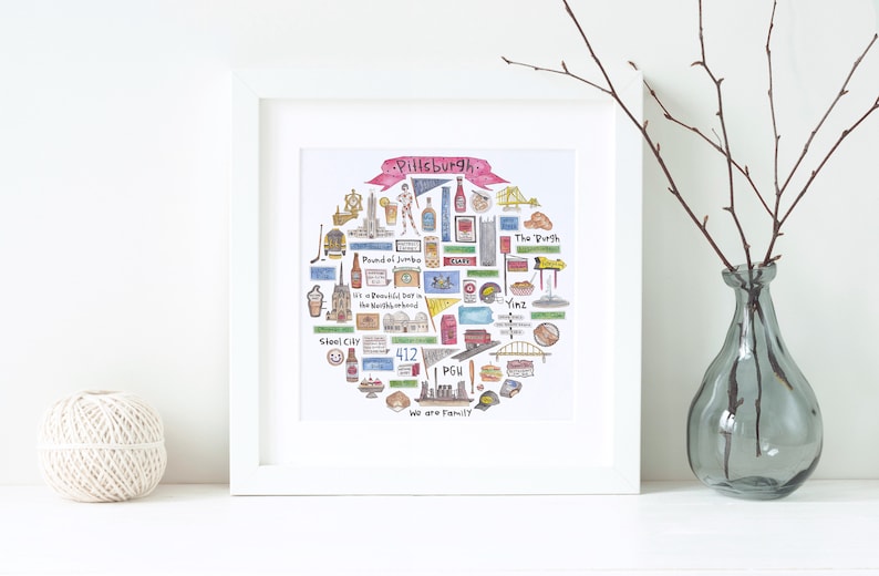 Pittsburgh, PA Icon Watercolor Illustration - Etsy