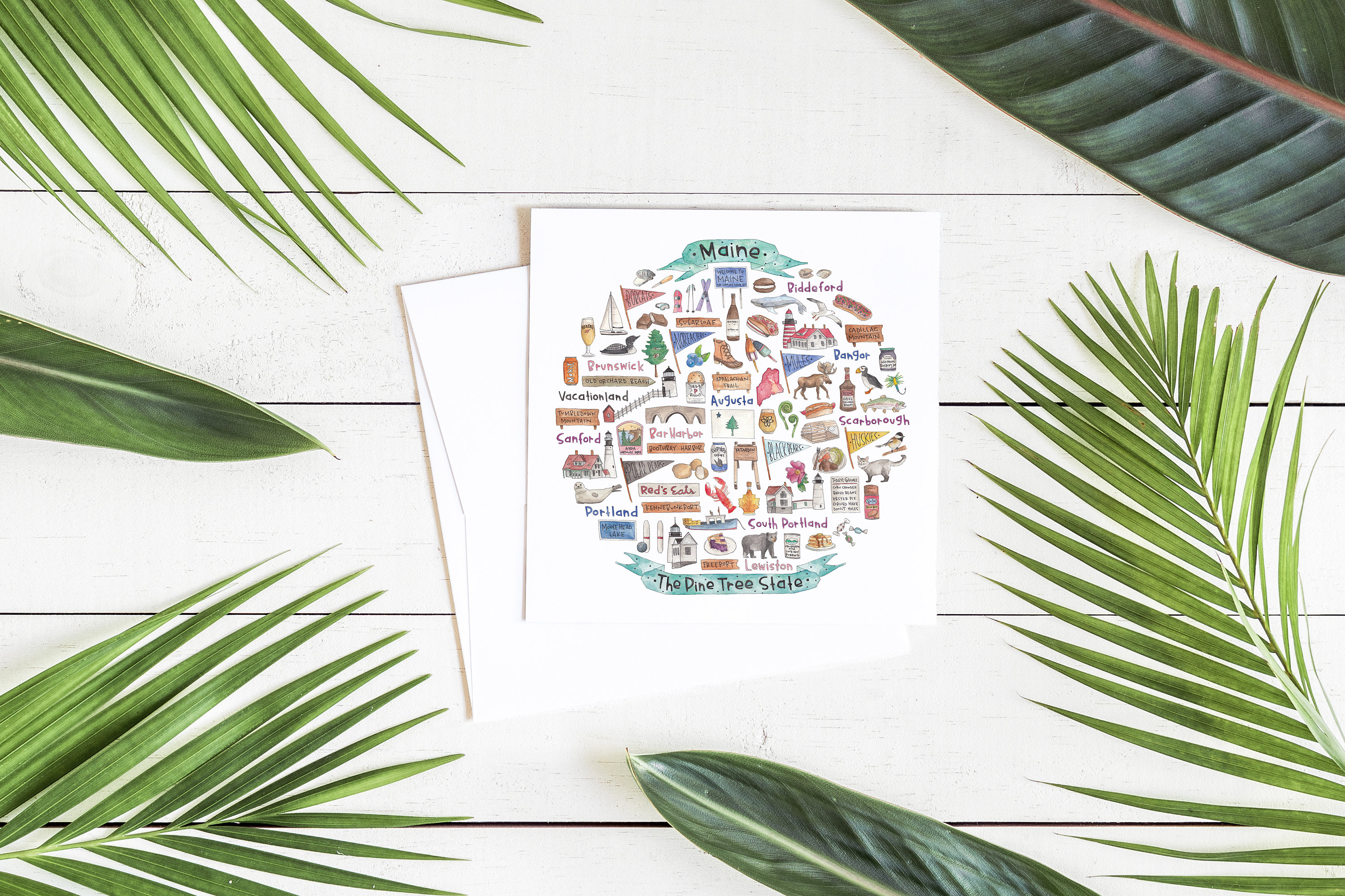 Maine Icon Watercolor Illustration - Etsy