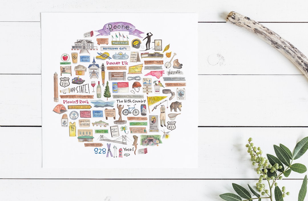 Boone, NC Icon Watercolor Illustration - Etsy
