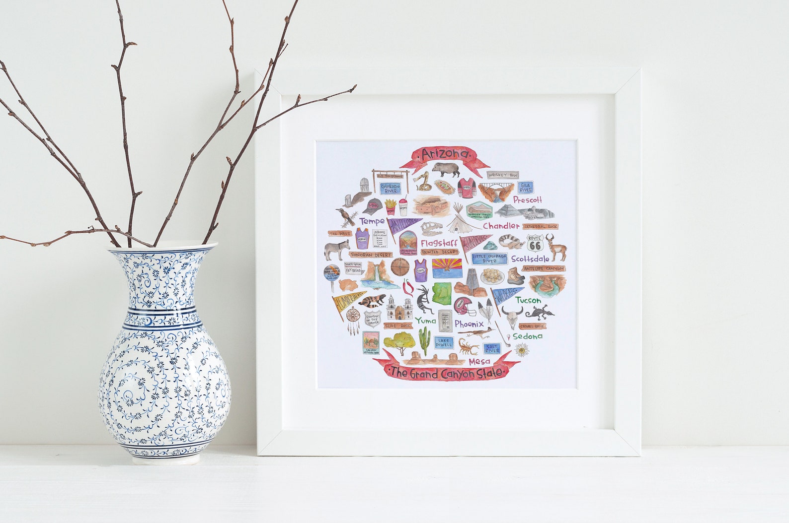 Arizona Icon Watercolor Illustration - Etsy