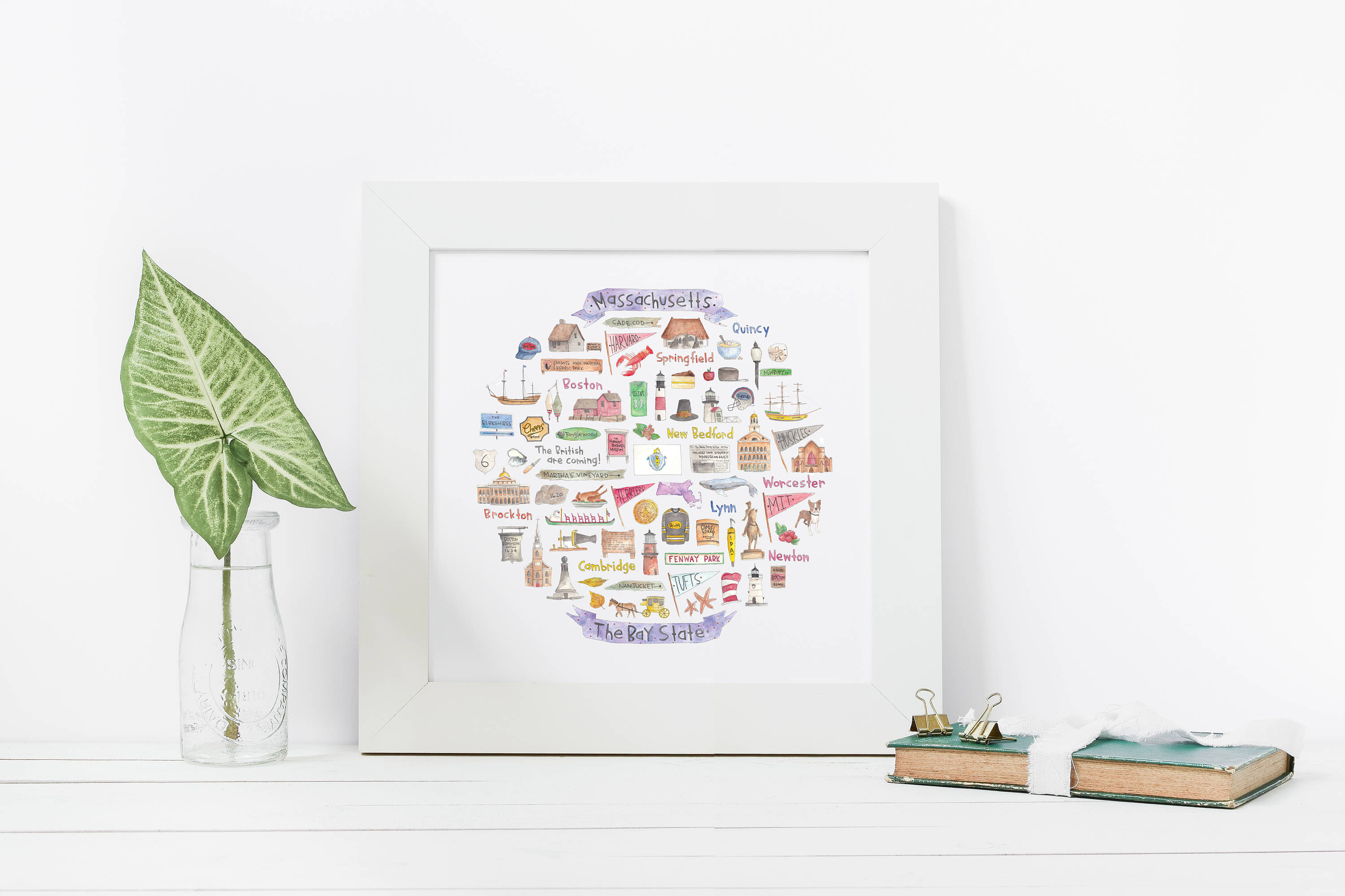 Massachusetts Icon Watercolor Illustration - Etsy