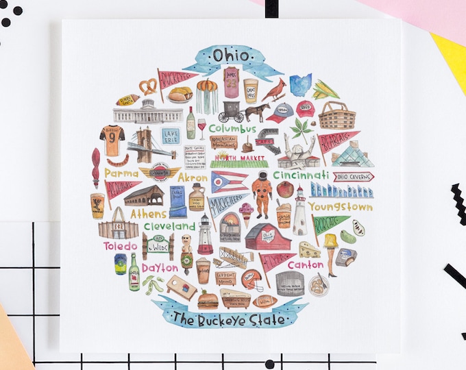 Ohio Icon Watercolor Illustration - Etsy