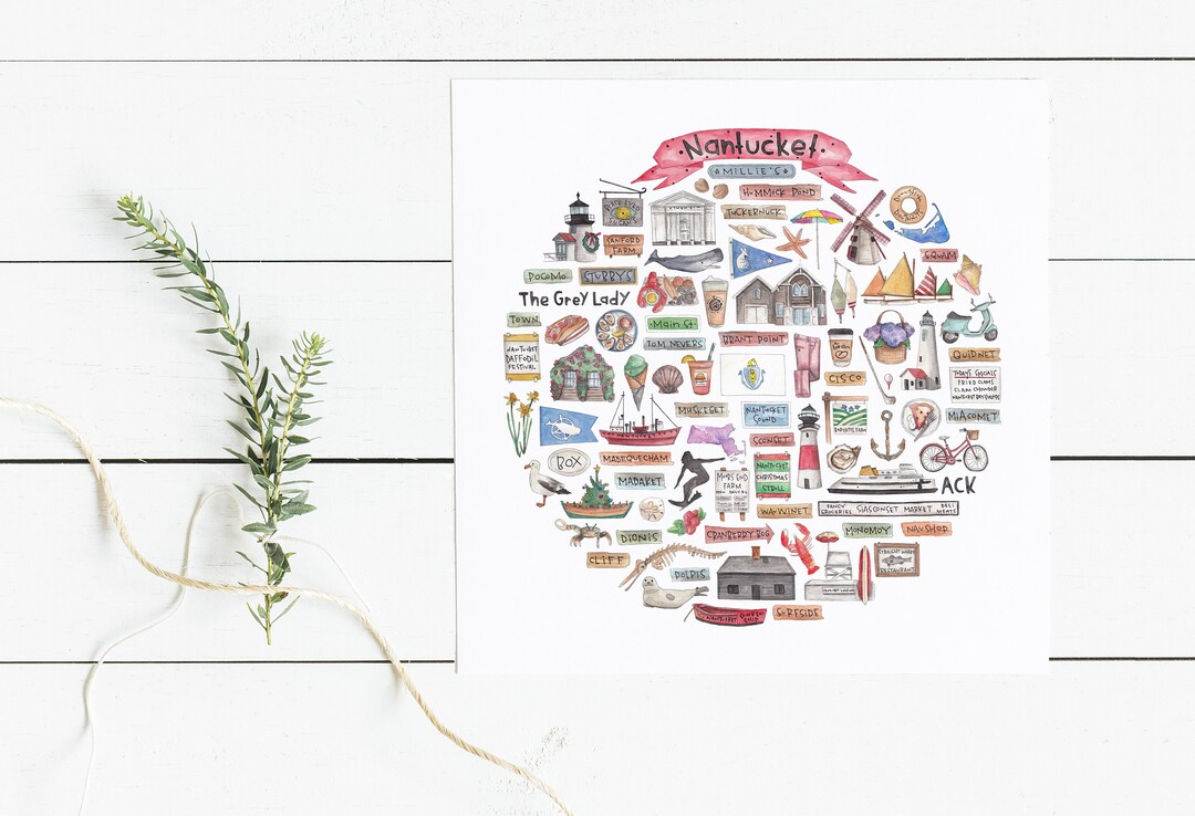 Nantucket Icon Watercolor Illustration - Etsy