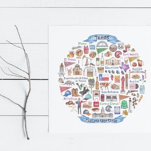 Texas Icon Watercolor Illustration - Etsy