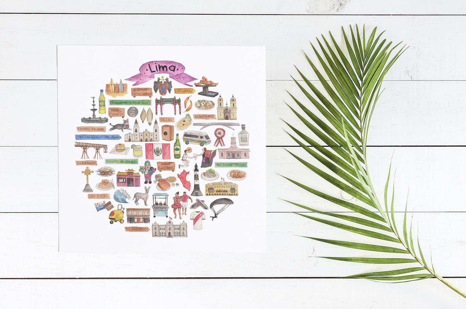Lima Icon Watercolor Illustration - Etsy