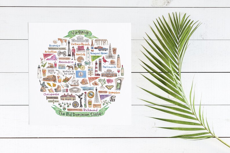Virginia Icon Watercolor Illustration - Etsy