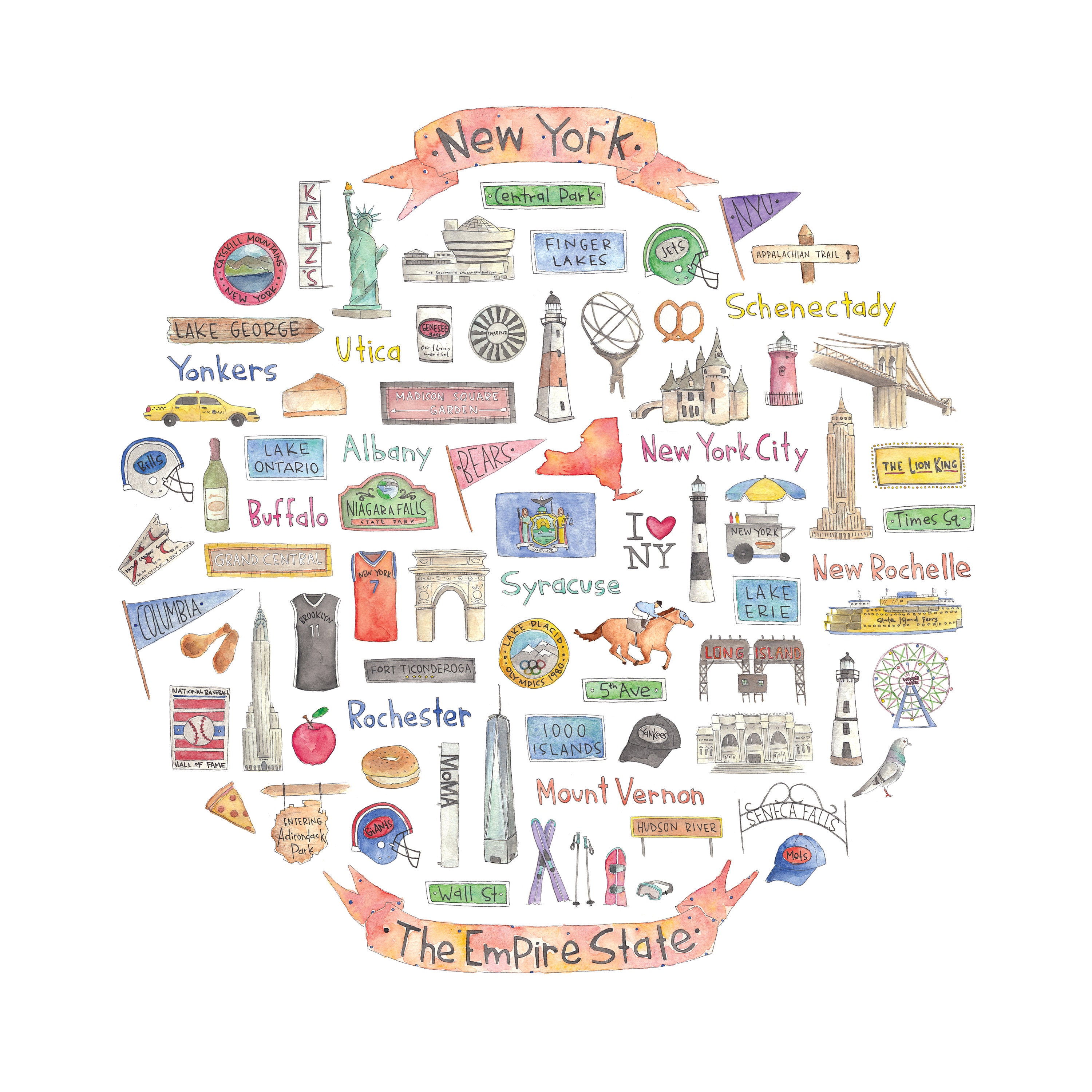 New York Icon Watercolor Illustration | Etsy