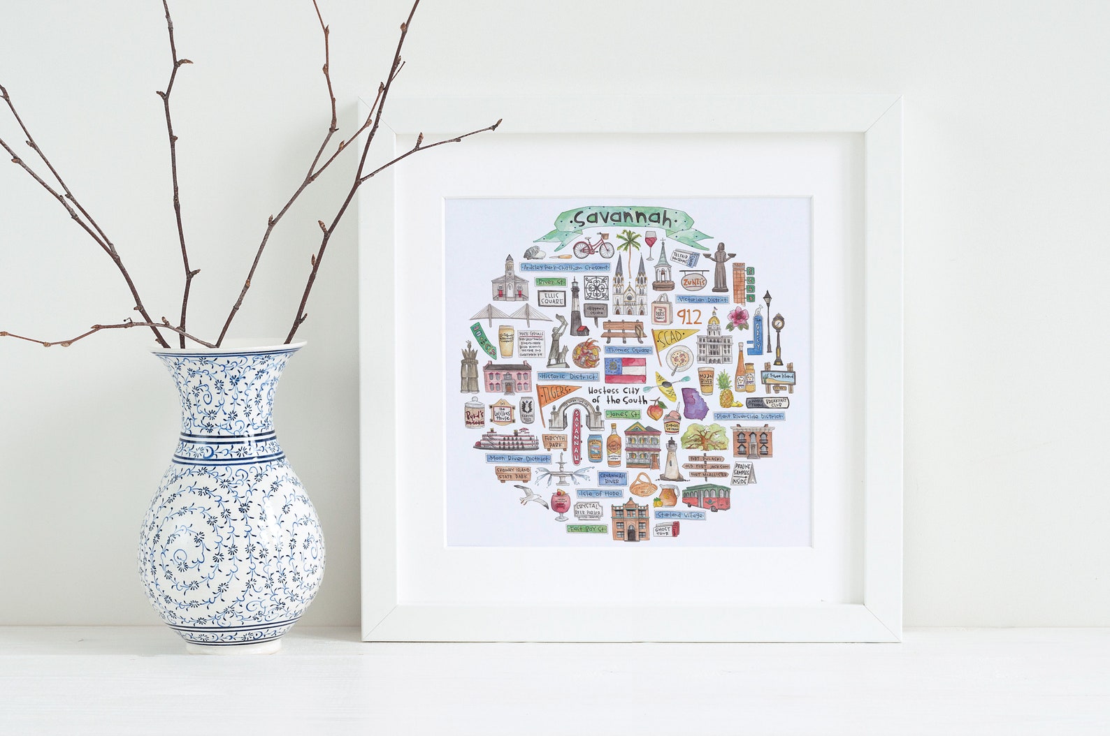 Savannah, GA Icon Watercolor Illustration - Etsy