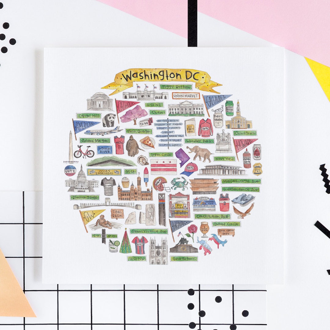 Washington D.C. Icon Watercolor Illustration - Etsy