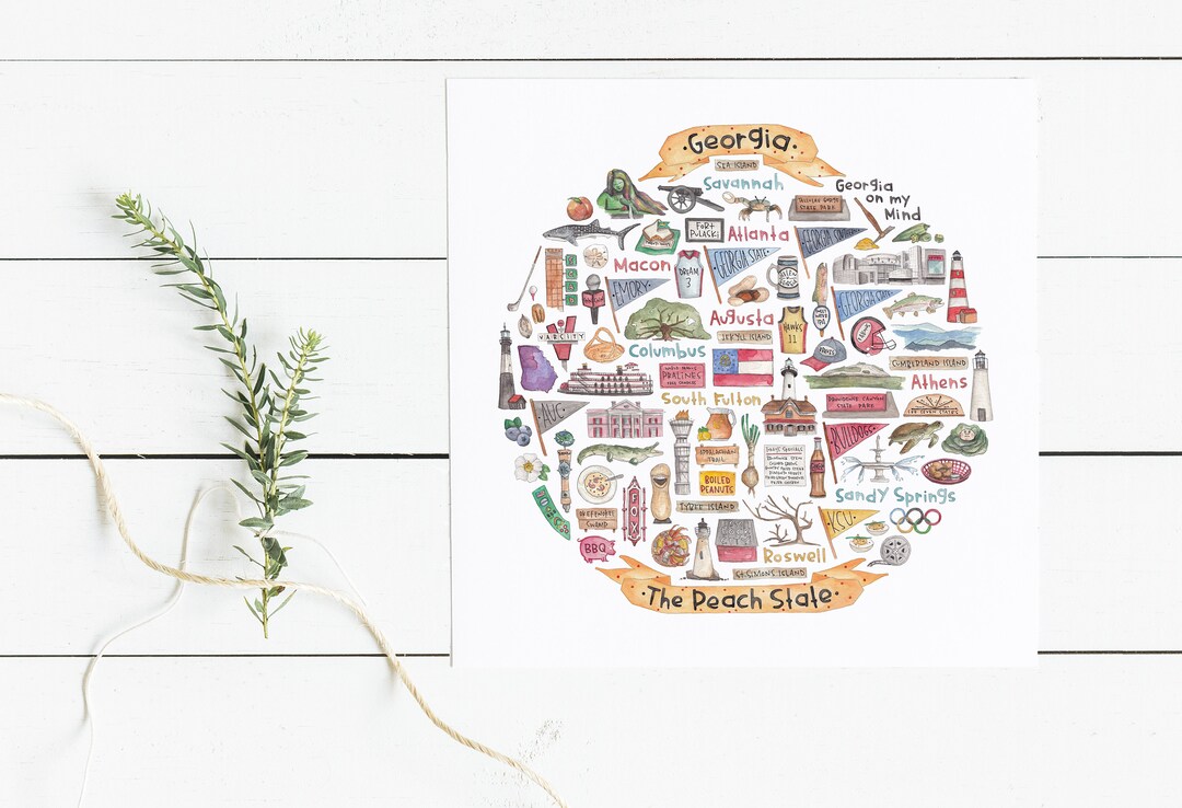 Georgia Icon Watercolor Illustration - Etsy