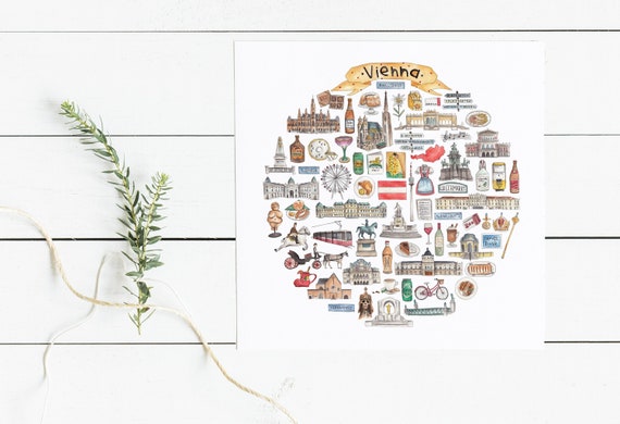 Vienna Icon Watercolor Illustration - Etsy