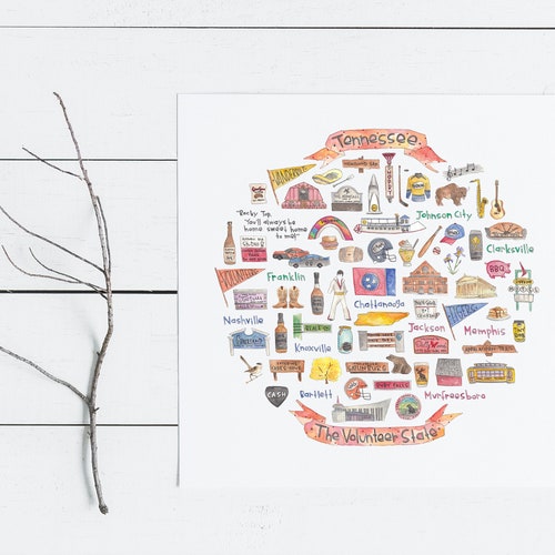 Nashville TN Icon Watercolor Illustration - Etsy