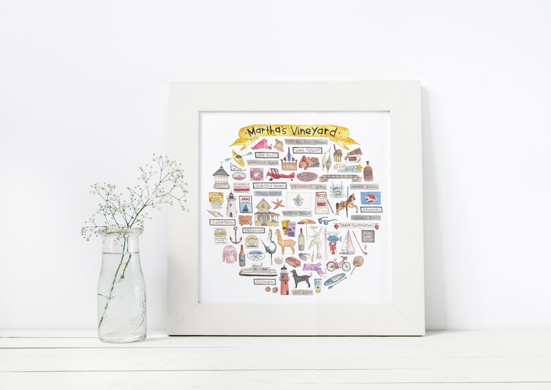 Martha's Vineyard Icon Watercolor Illustration - Etsy