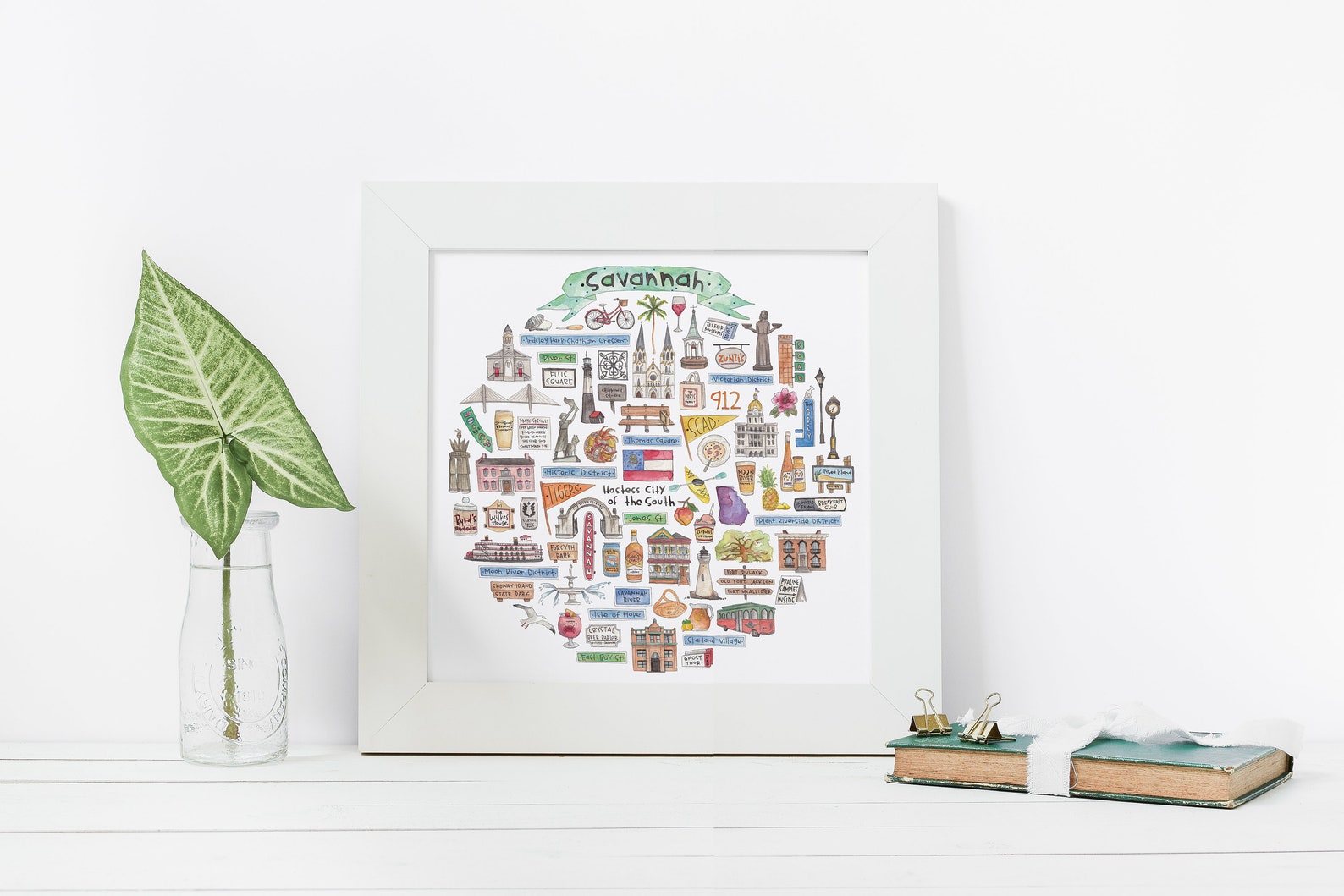 Savannah, GA Icon Watercolor Illustration - Etsy