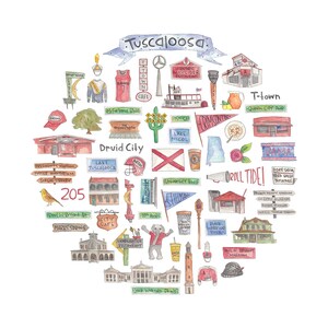 Tuscaloosa, AL Icon Watercolor Illustration - Etsy