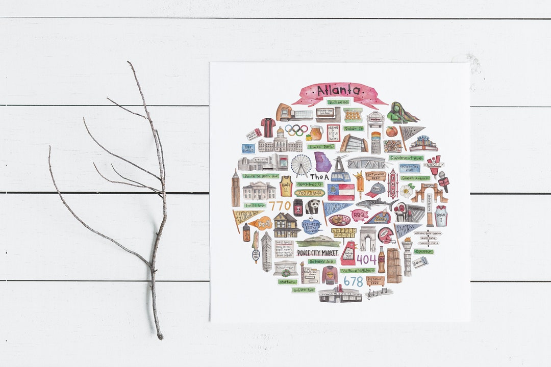 Atlanta, GA Icon Watercolor Illustration - Etsy