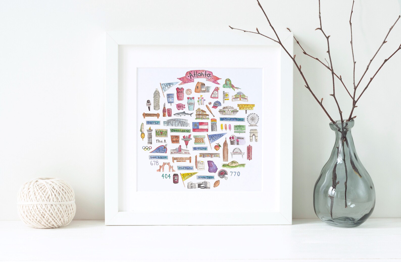 Atlanta GA Icon Watercolor Illustration - Etsy