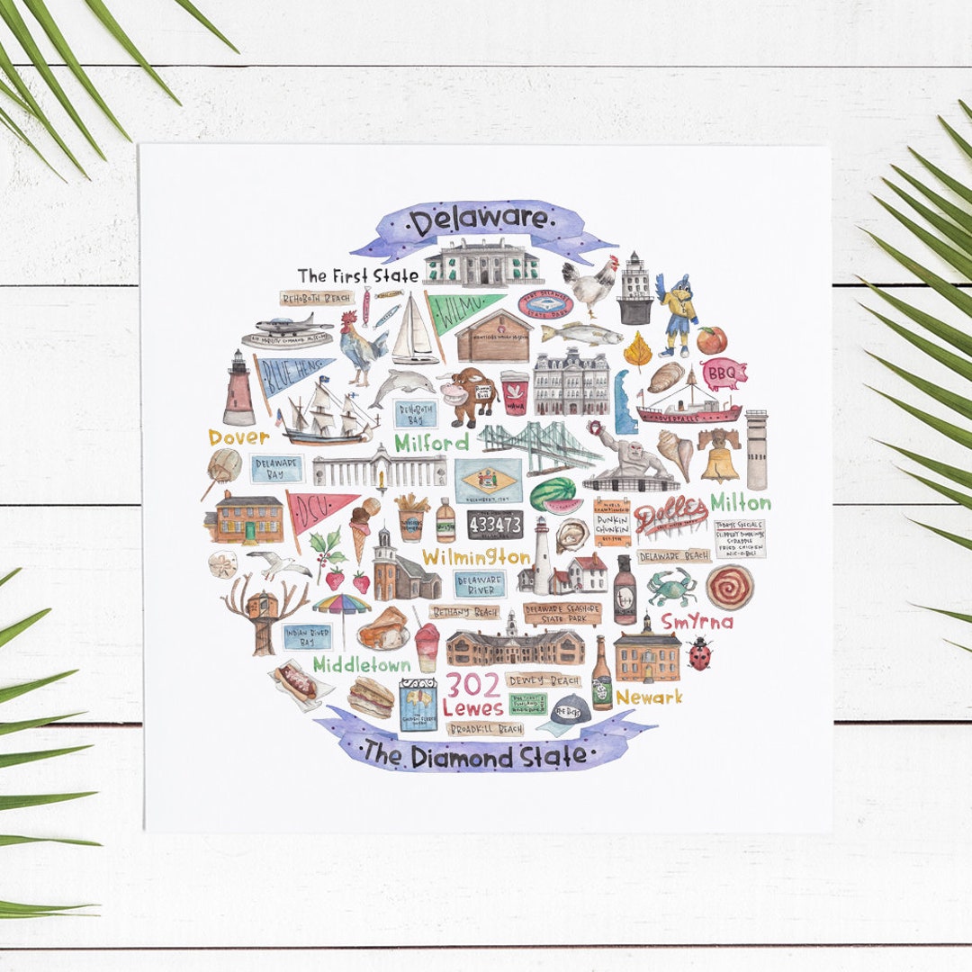 Delaware Icon Watercolor Illustration - Etsy