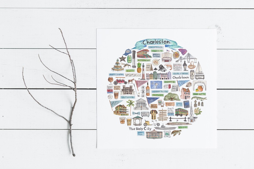 Charleston, SC Icon Watercolor Illustration - Etsy
