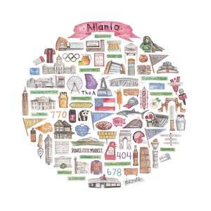 Atlanta, GA Icon Watercolor Illustration - Etsy
