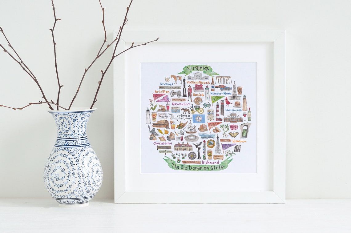 Virginia Icon Watercolor Illustration - Etsy