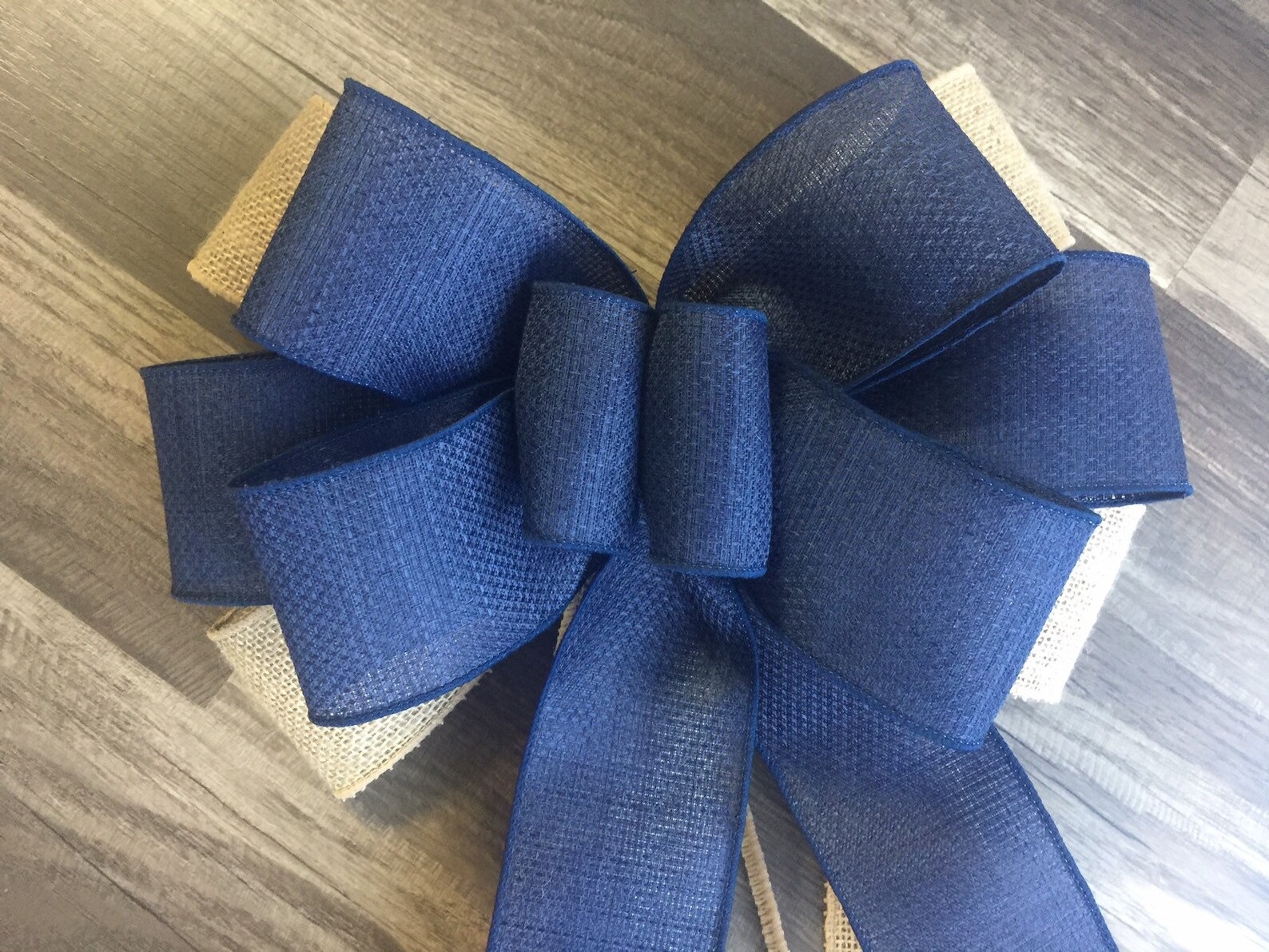 Blue Burlap Bow, Wired Bow, Blue Burlap Wreath Bows, Blue Wreath Bow ...