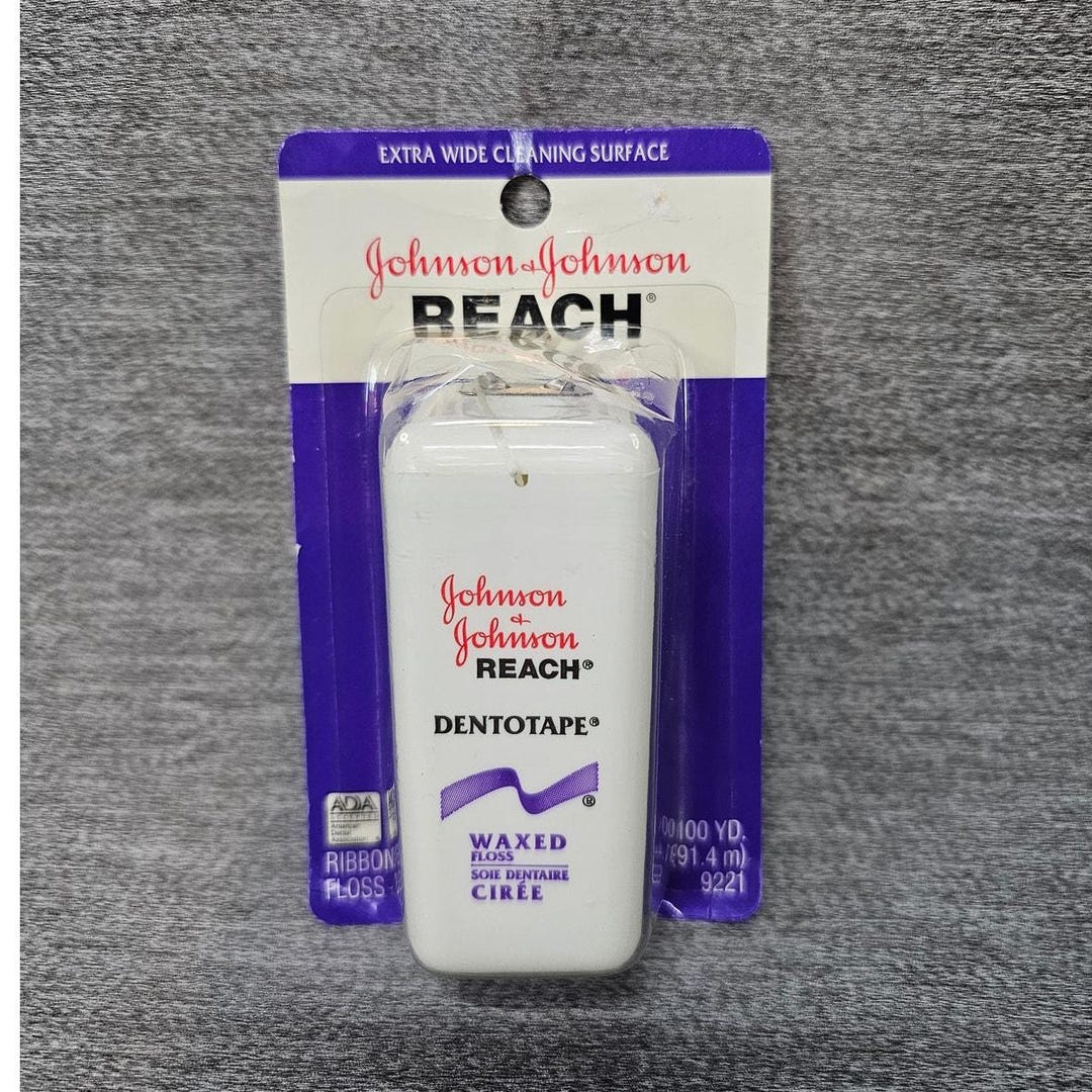 Johnson & Johnson Dentotape Waxed Dental Ribbon Floss 100 Yd New VTG ...