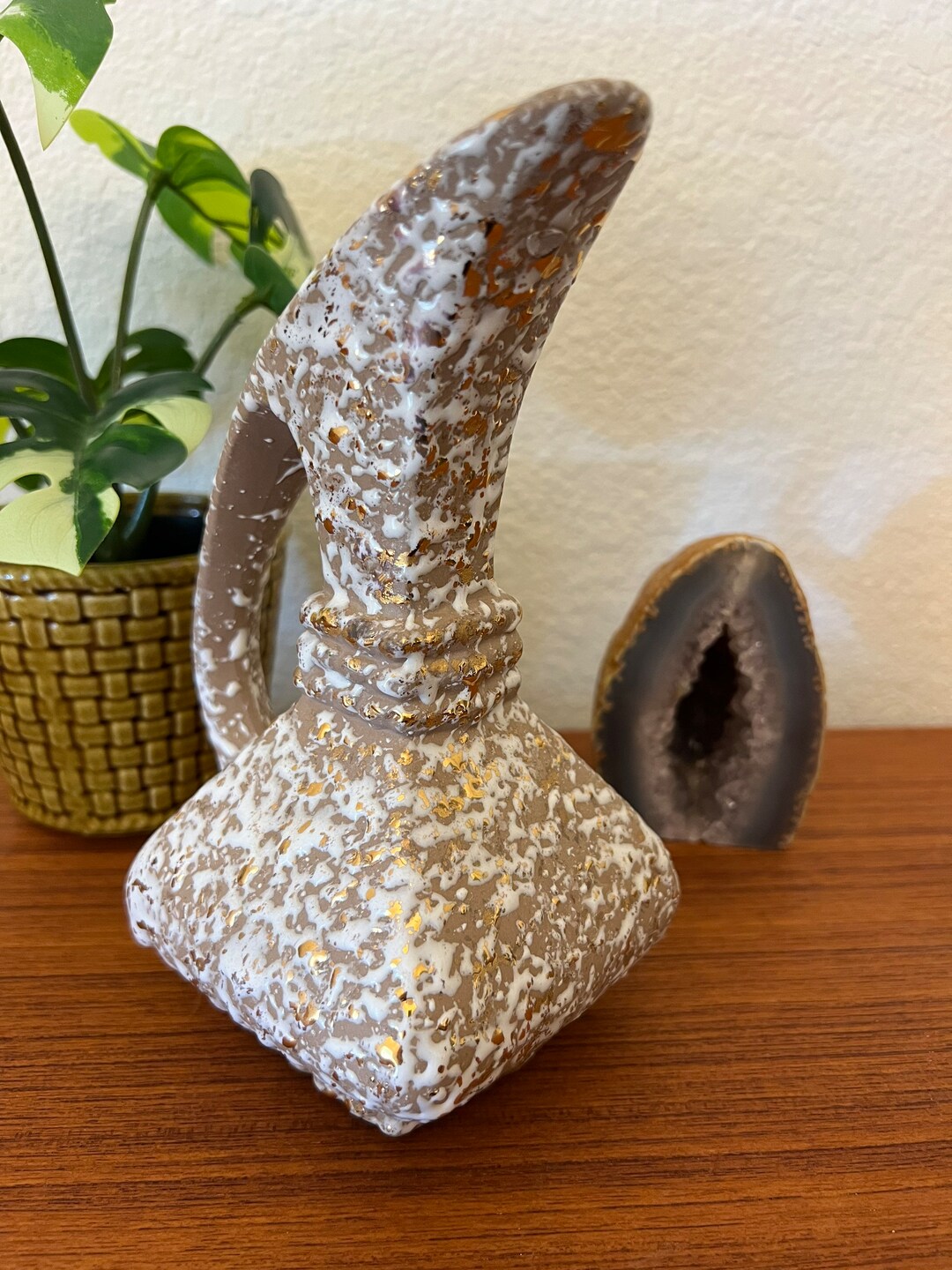 Mcm Savoy Gold and White Splatter Vase - Etsy