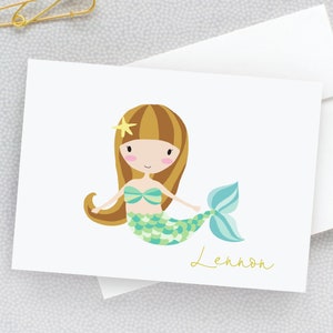 Personalized Girls Mermaid Stationery - Under the Sea Note Cards ...