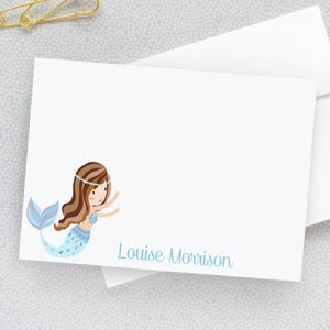 Mermaid Note Cards - Custom Mermaid Stationery - Girls Personalized ...