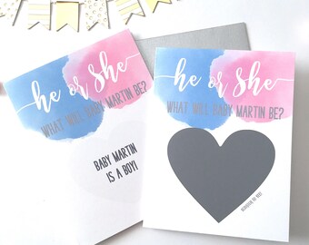 Gender reveal card | Etsy