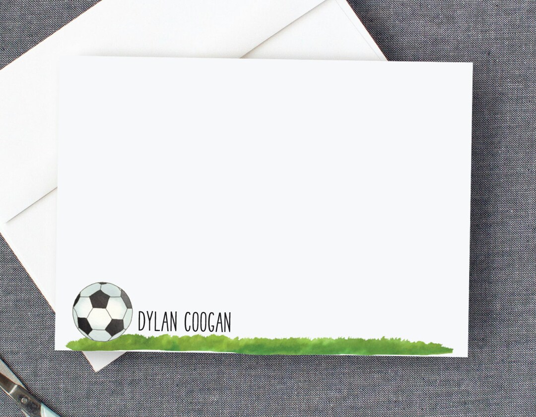 Personalized Soccer Note Cards | Kids Sports Stationery Set | Soccer ...