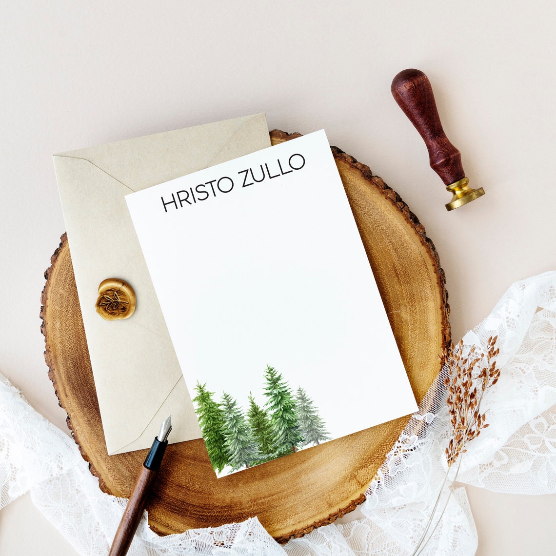 Personalized Forest Note Cards | Set of 10 FLAT Cards for Him ...