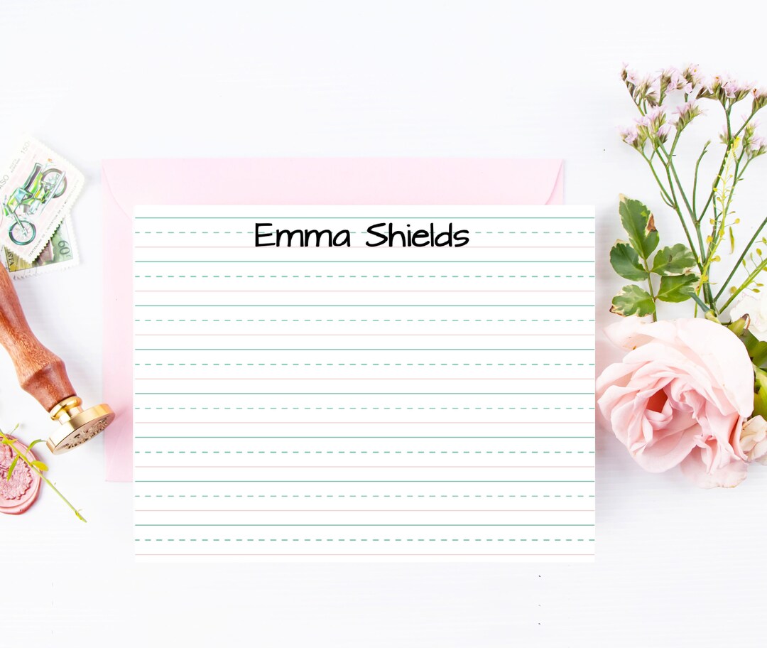 Kids Personalized Note Cards - Lined Paper Cards for Children ...