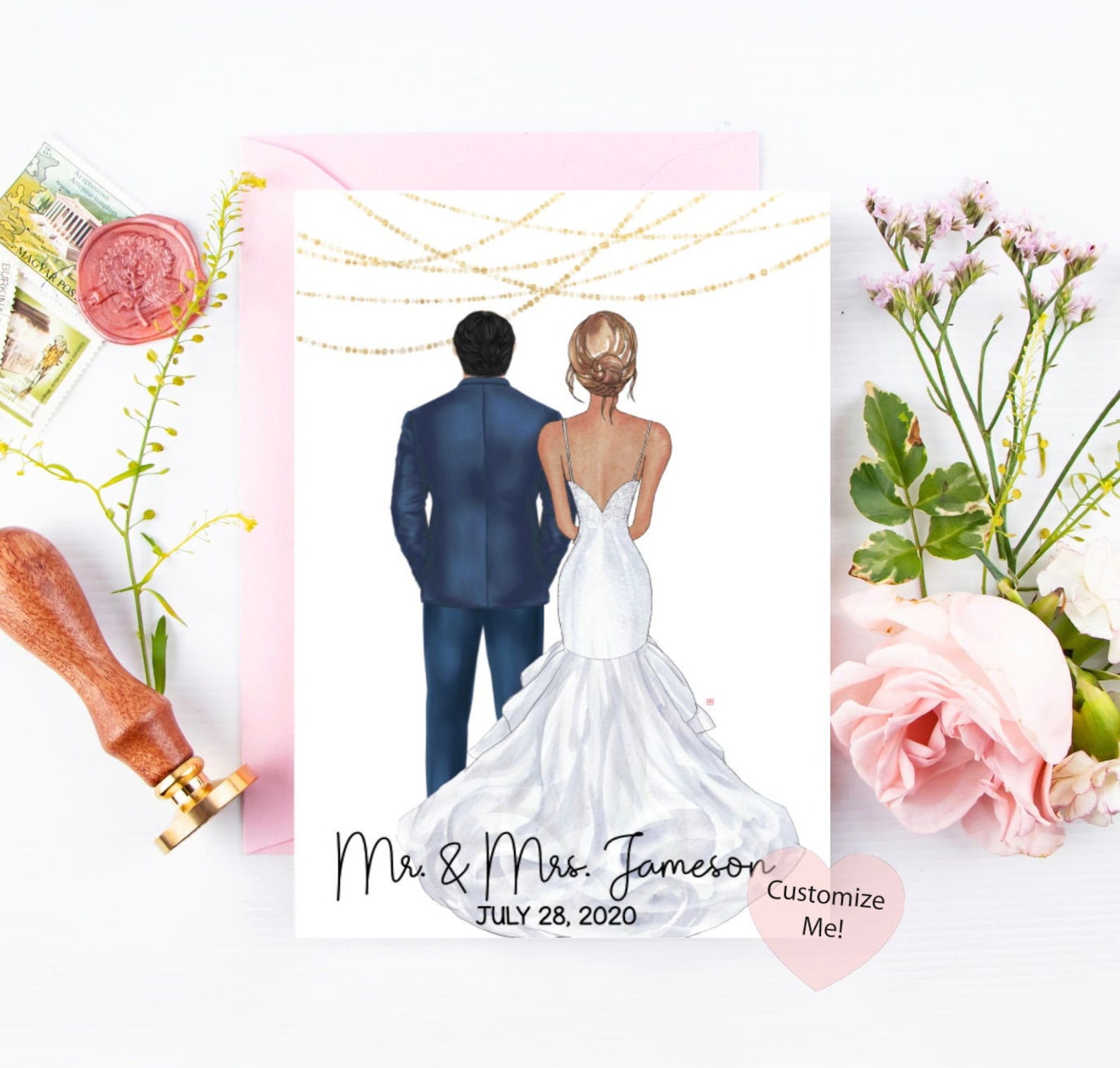 Wedding Card for the Couple | Congratulations Bride and Groom Wedding ...