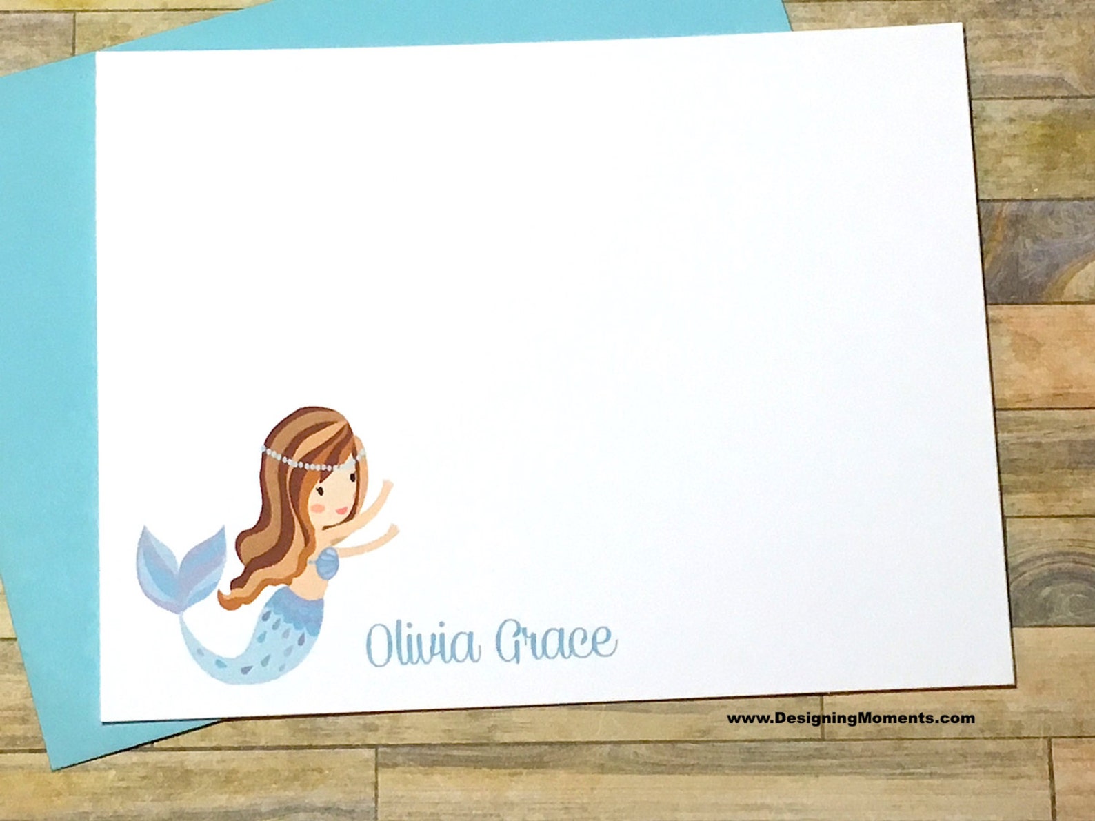 Mermaid Note Cards Custom Mermaid Stationery Girls | Etsy