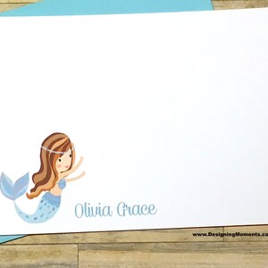 Mermaid Note Cards Custom Mermaid Stationery Girls | Etsy