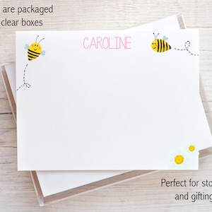 Custom Bee Note Cards, Stationery for Her, Personalized Stationary for ...