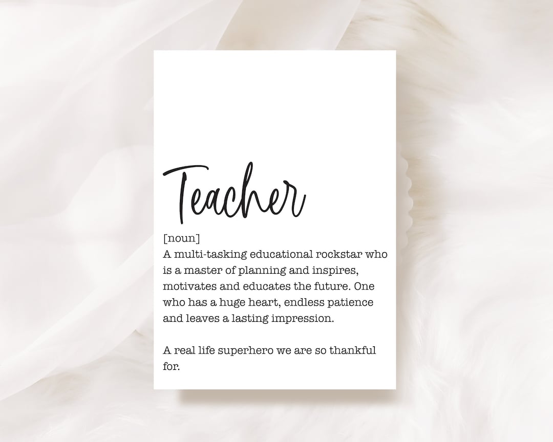 Definition of Teacher Card, Thank You Card, Teacher Appreciation ...