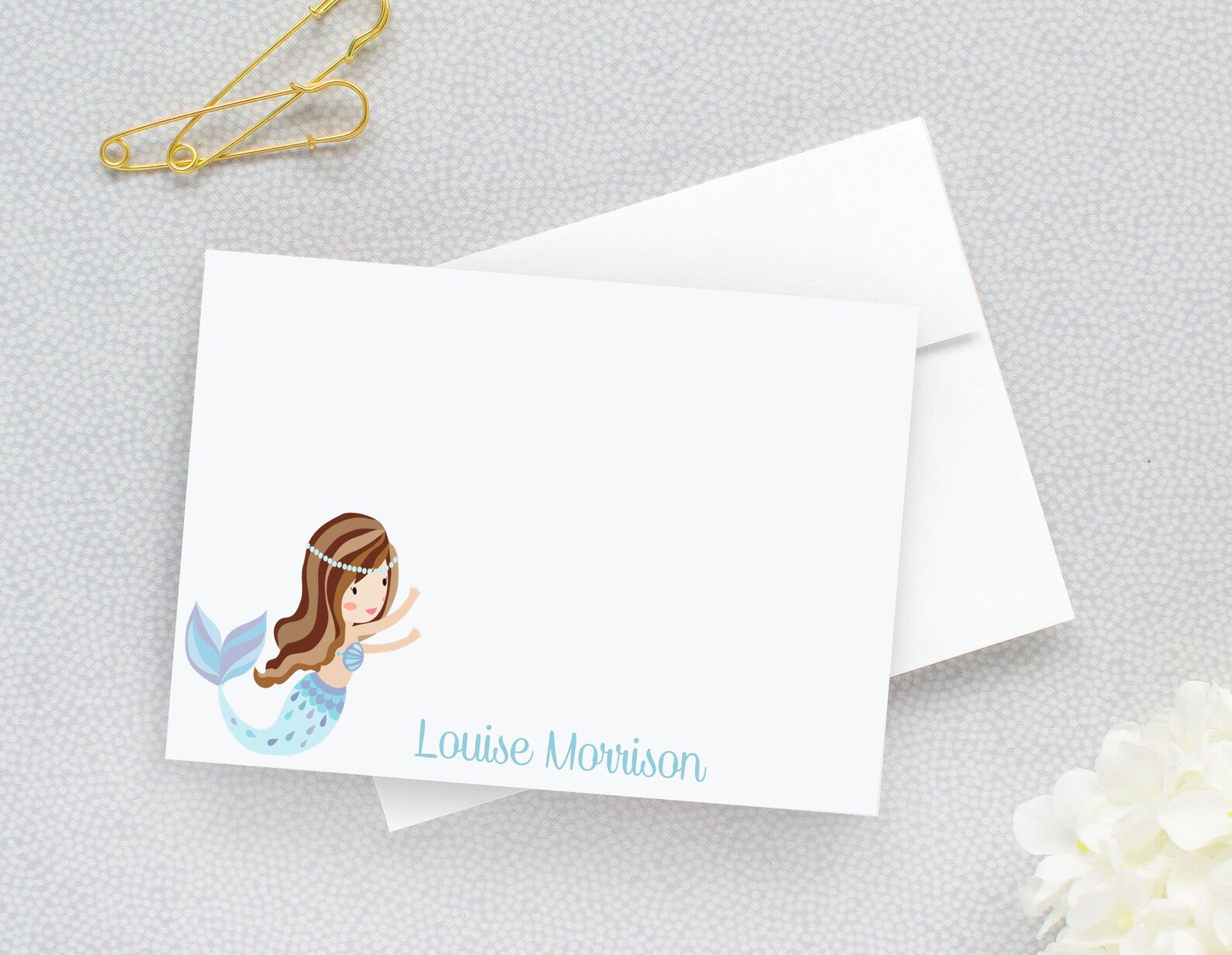 Mermaid Note Cards Custom Mermaid Stationery Girls - Etsy