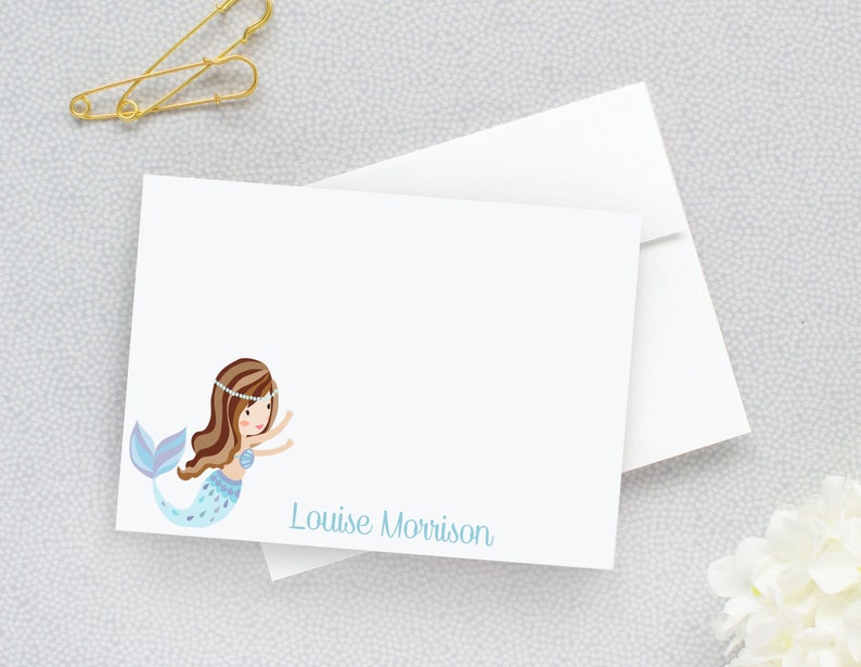 Mermaid Note Cards Custom Mermaid Stationery Girls - Etsy