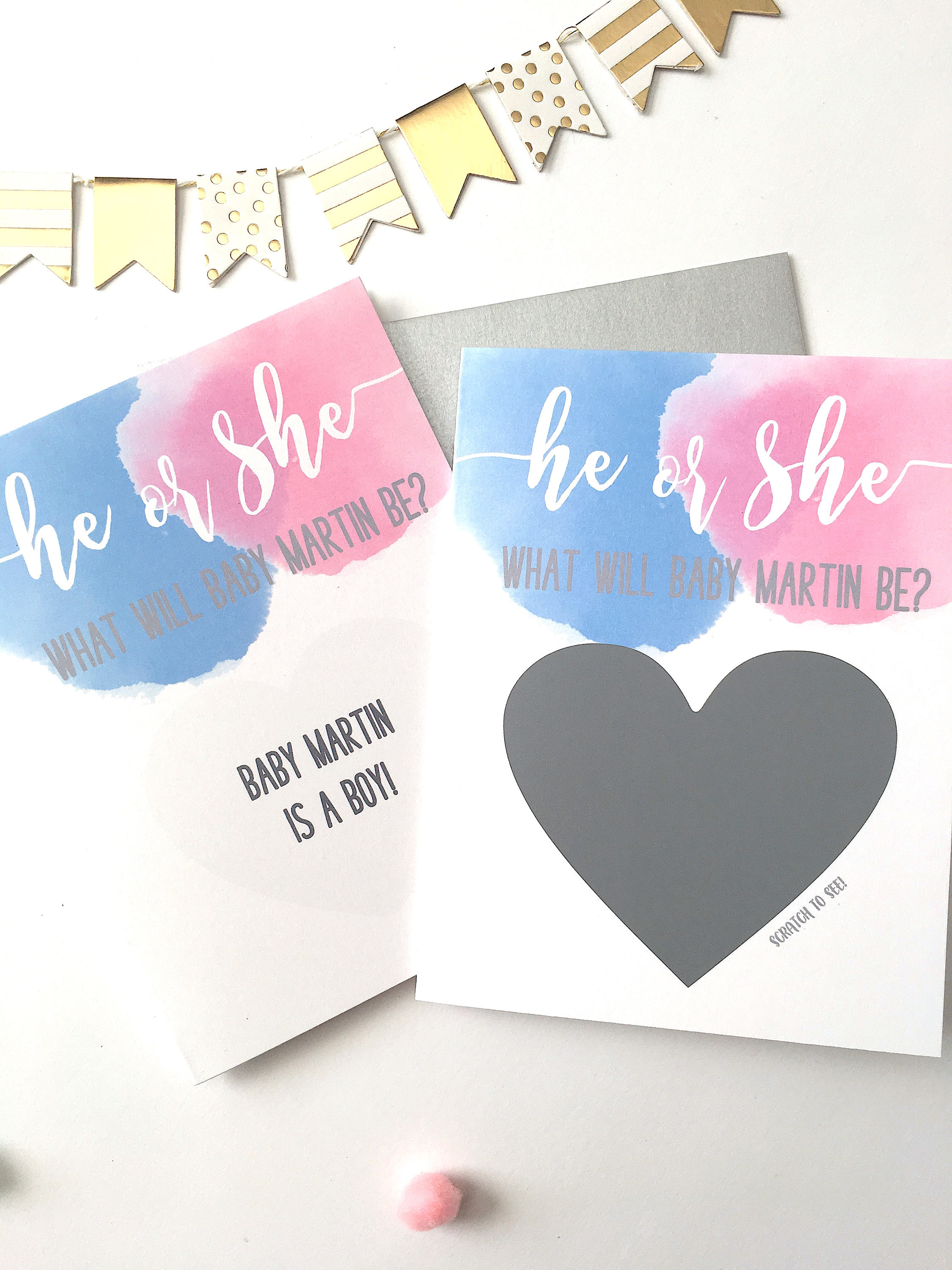 Gender Reveal Scratch off Card Boy or Girl He or She | Etsy