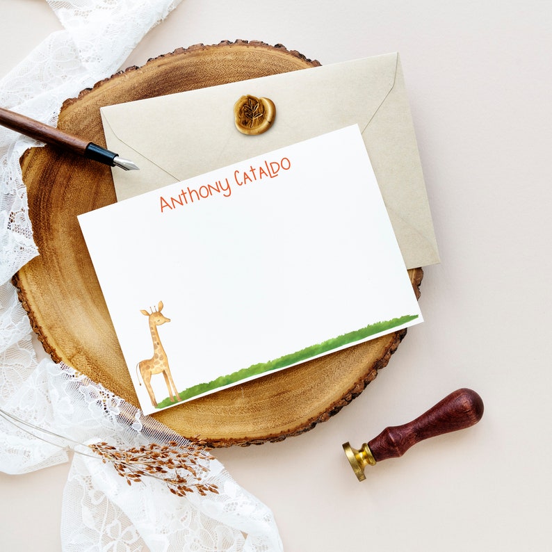 Stationery for Kids, Giraffe Note Cards, Giraffe Baby Shower Birthday ...