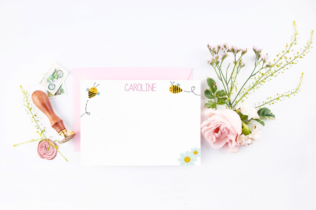 Custom Bee Note Cards, Stationery for Her, Personalized Stationary for ...